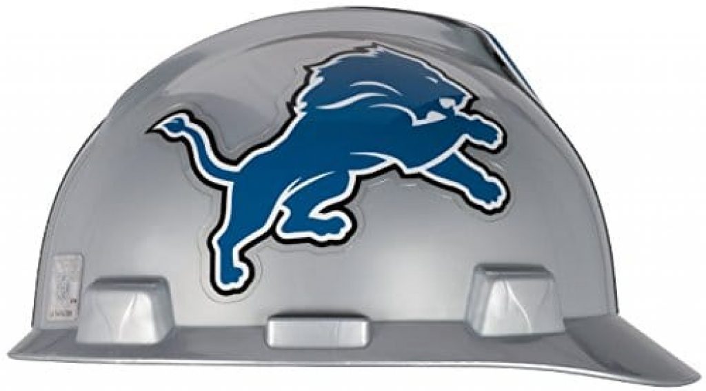 MSA 818394 NFL V-Gard Protective Cap, Detroit Lions,Gray/Blue,6-1/2 to ...