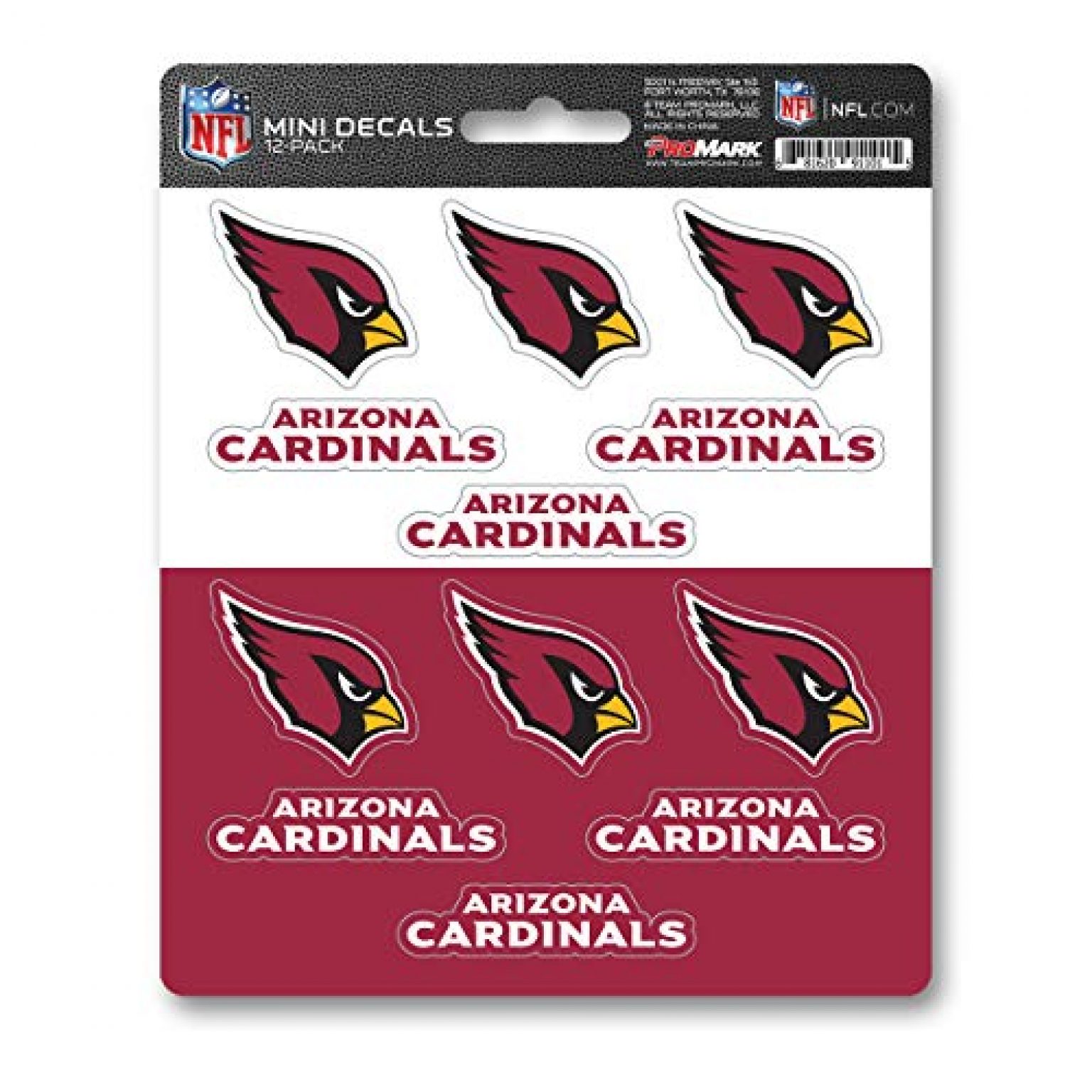 Arizona Cardinals 12 Pack Mini Decal Set | Sports Hard Hats
