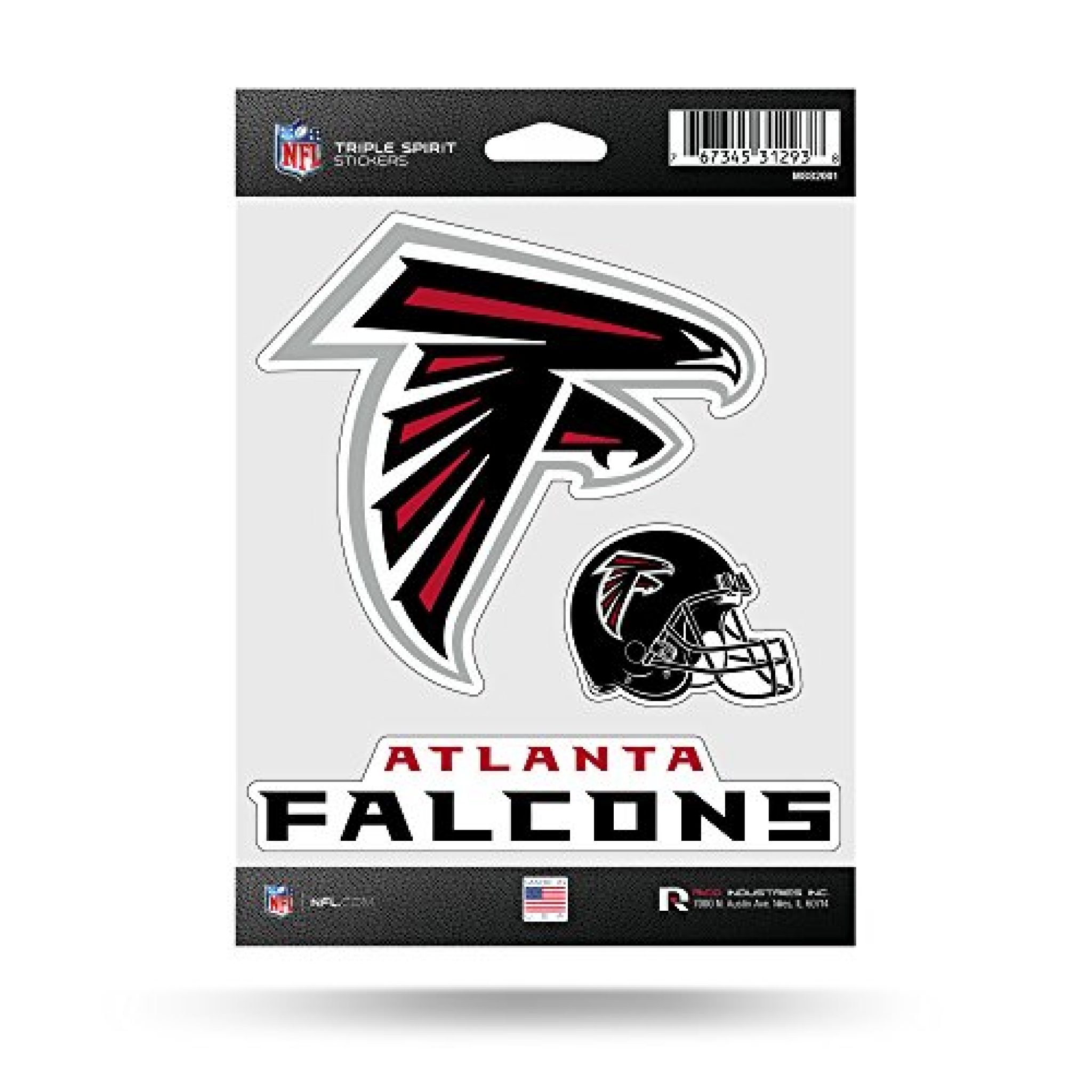 Atlanta Falcons Die Cut 3-Piece Sticker Sheet | Sports Hard Hats