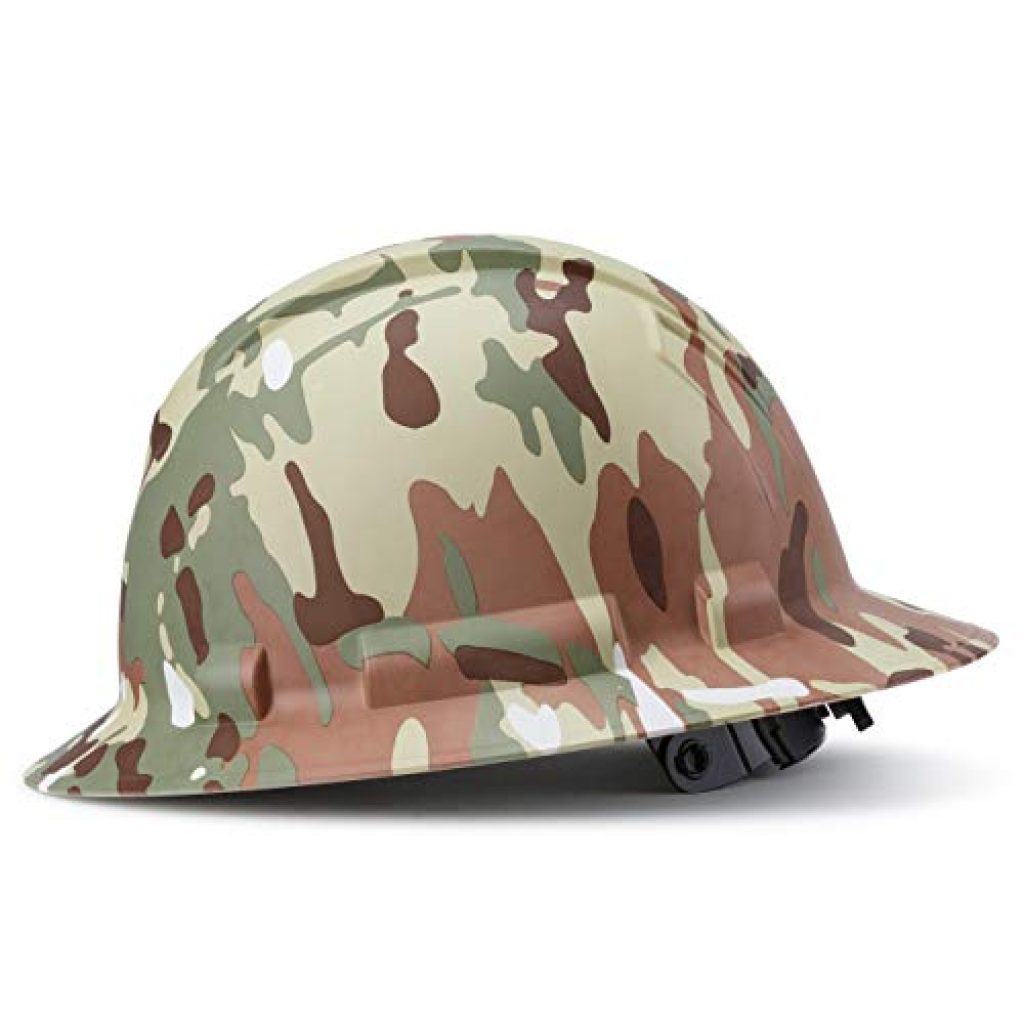 Full Brim Camo Hard Hat With 4 Point Suspension & Flag Decal | Sports ...