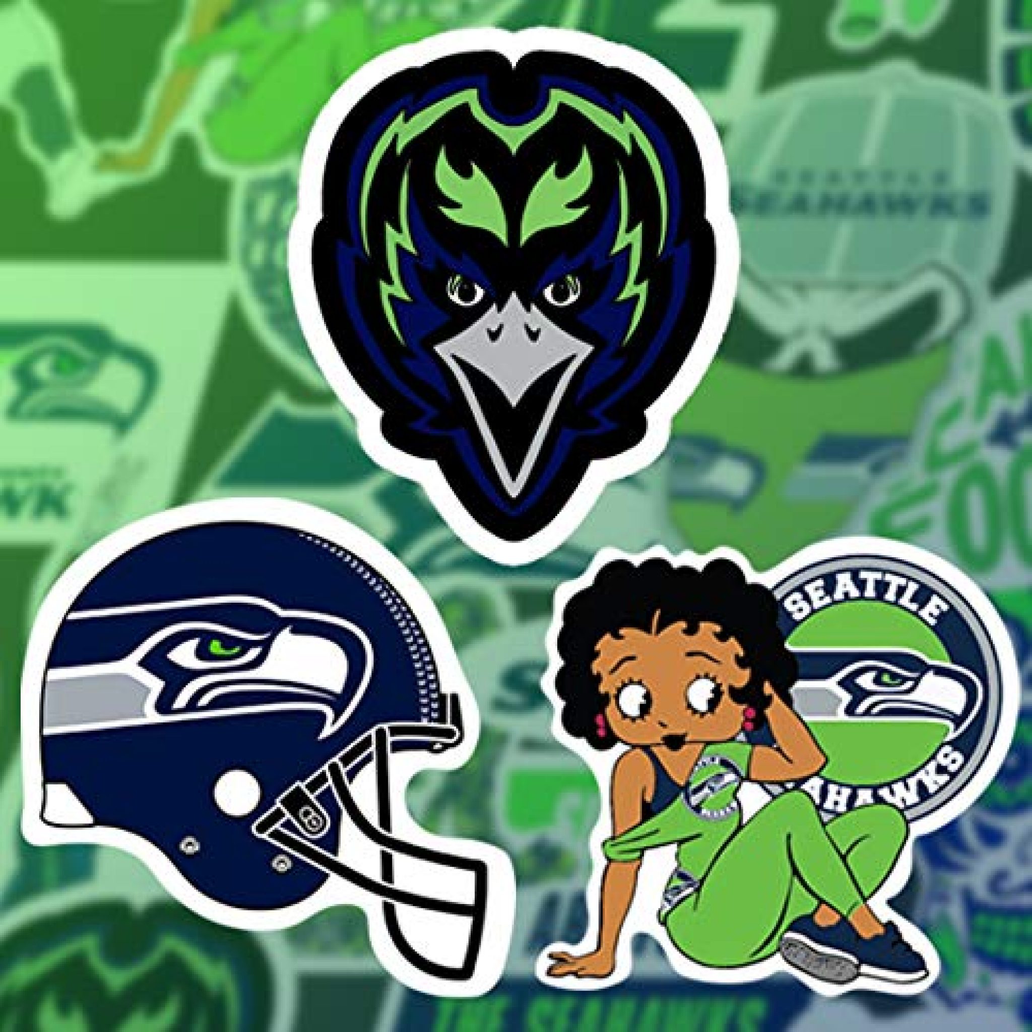 Seattle Seahawks Sticker Sheet 35-Piece Set | Sports Hard Hats