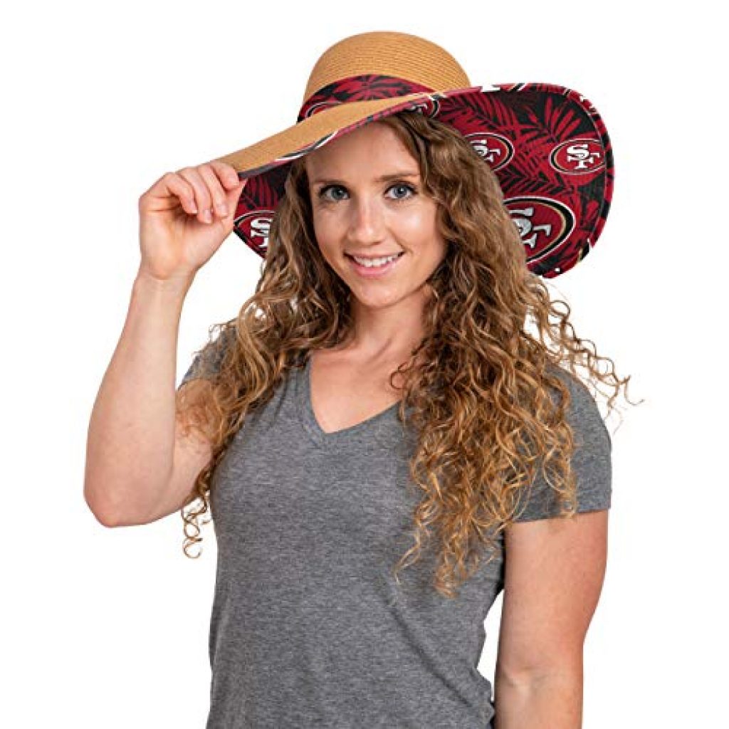 Women’s San Francisco 49ers Straw Sun Hat Floral Pattern | Sports Hard Hats