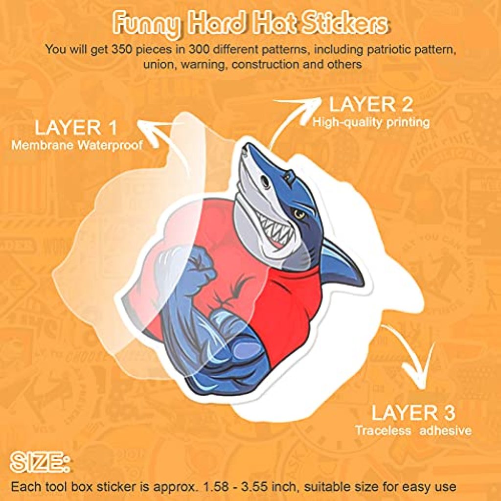 350 Pieces Hard Hat Stickers Funny Vinyl Tool Box Sticker American ...