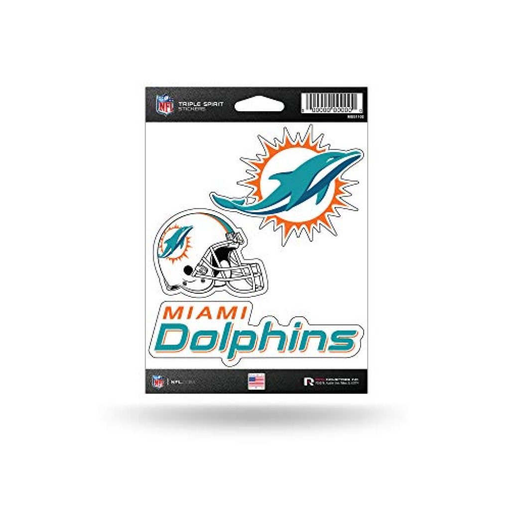 Miami Dolphins Sticker Sheet 3-Pack | Sports Hard Hats