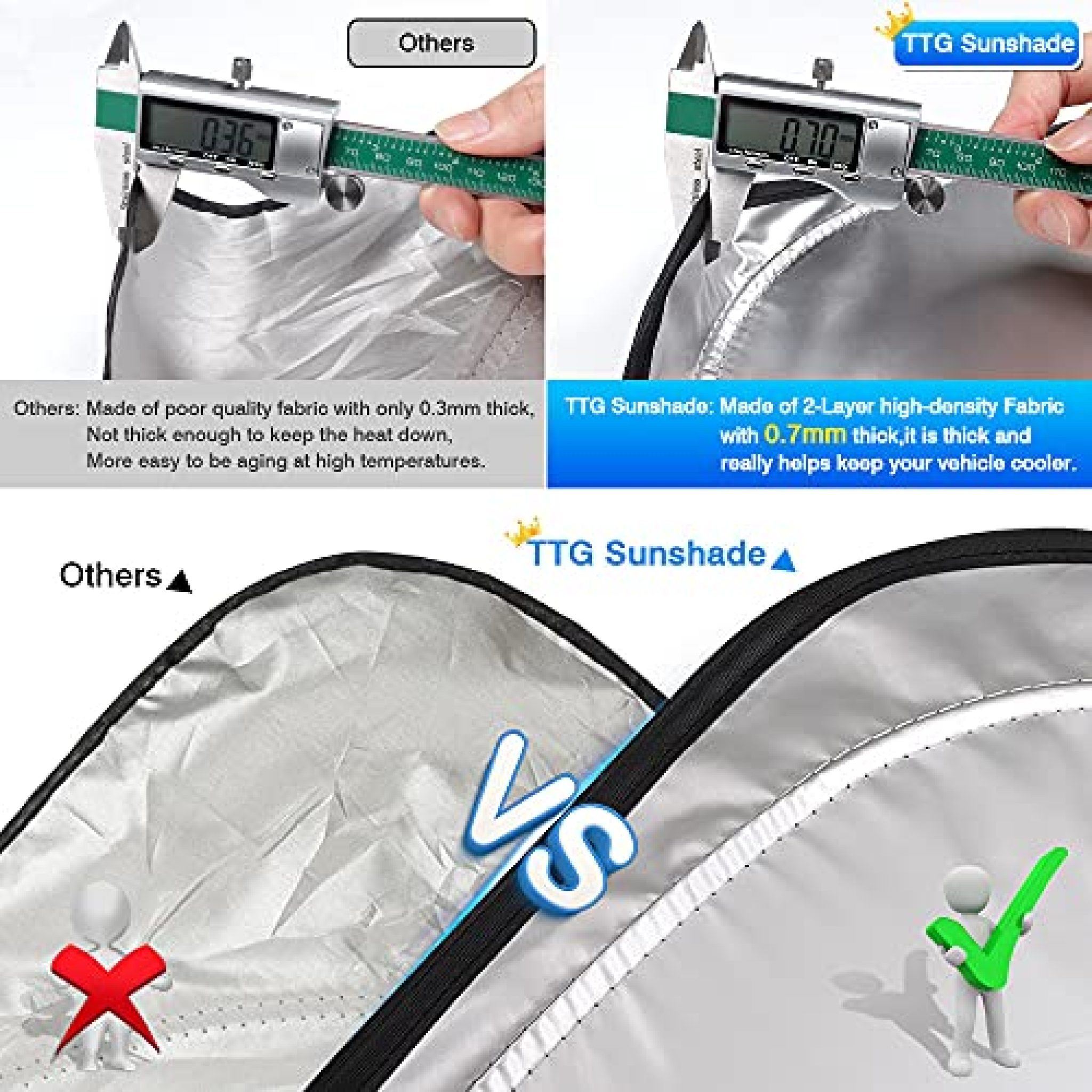 T TGBROS Custom Fit for Windshield Sunshade 2007-2021 Mercedes Benz ...