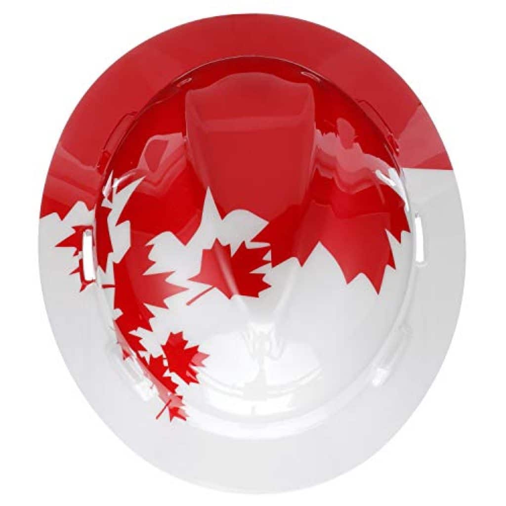 White Canadian Flag V-Gard Full-Brim Custom Hard Hat With Fas-Trac ...