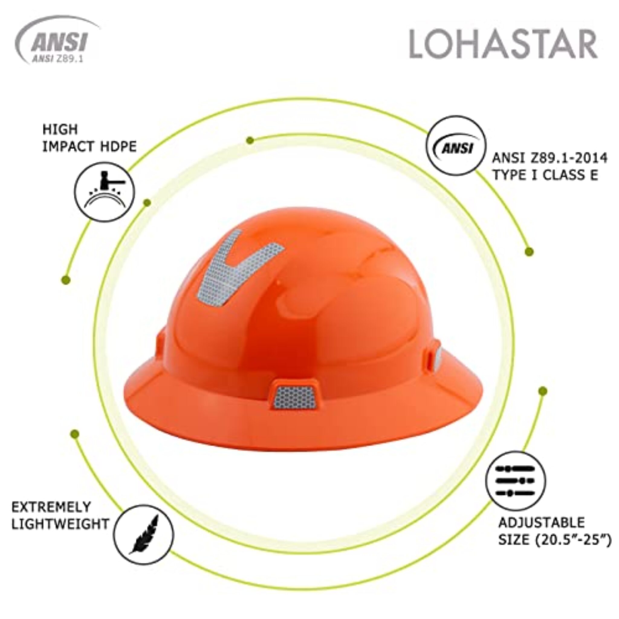 Orange Hi-Viz Full Brim Hard Hat by LOHASTAR | Sports Hard Hats